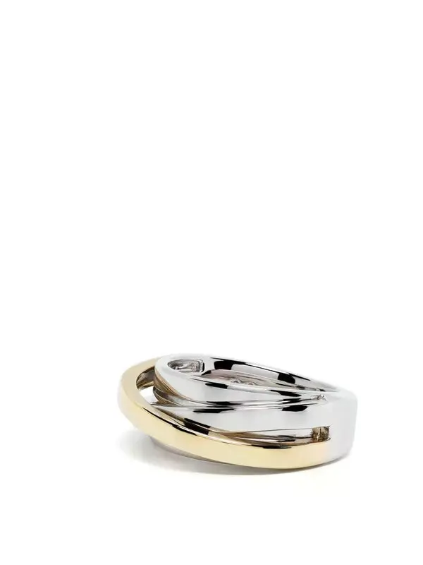 Tom Wood 9k Gold And Sterling Orb Slim Duo Ring