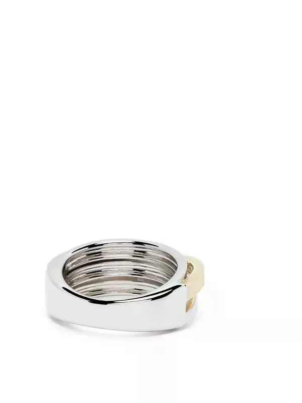 Tom Wood 9k Gold And Sterling Orb Slim Duo Ring