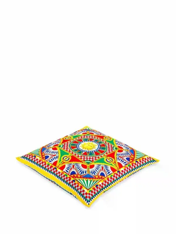 Dolce & Gabbana Medium Carretto-print Square Canvas Cushion