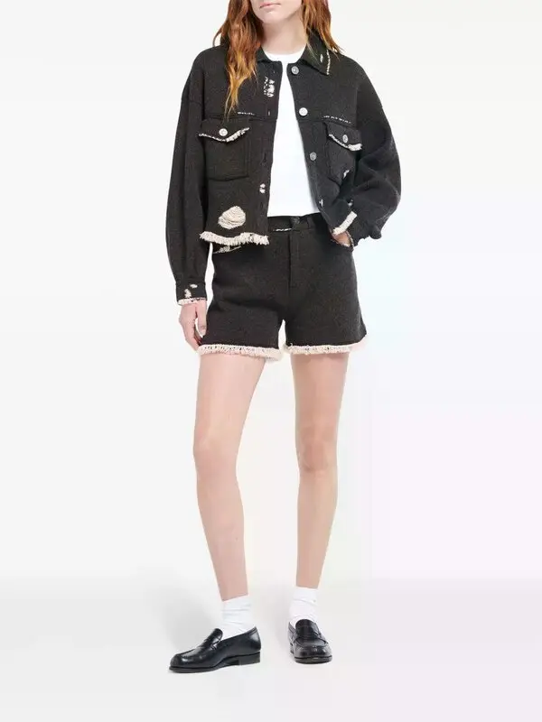 BARRIE Fine-knit Fringe-detail Shorts