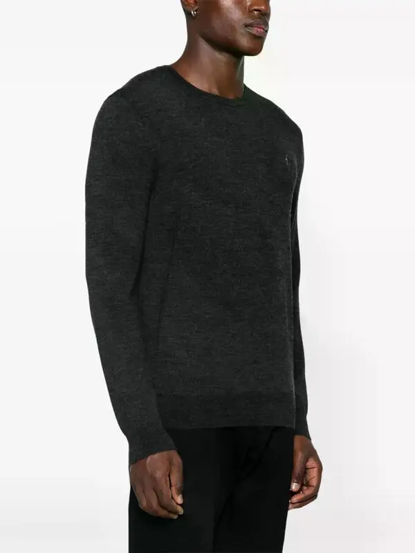 Polo Ralph Lauren Wool Knitted Crew Neck Sweater With Embroidered Logo - Grey