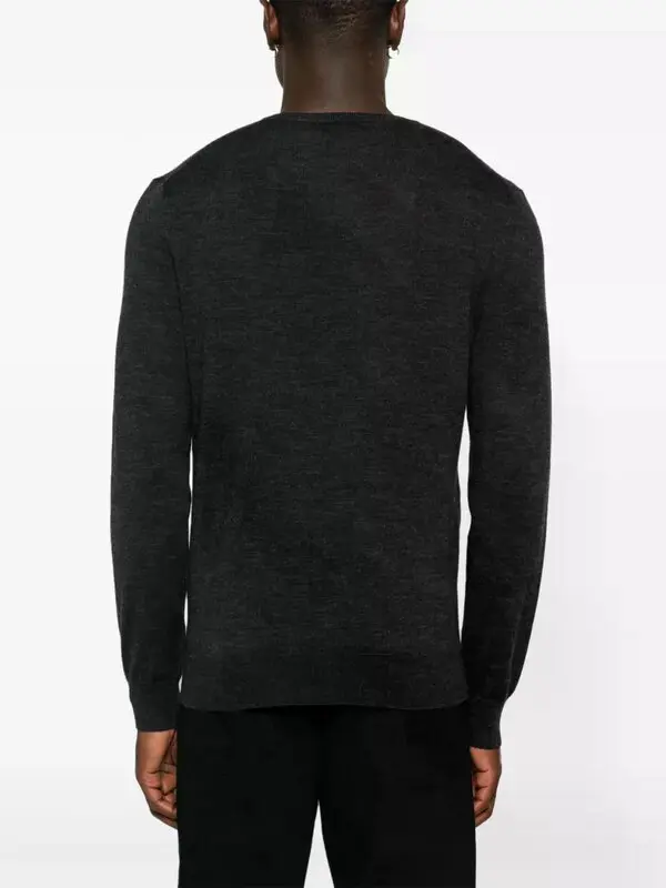 Polo Ralph Lauren Wool Knitted Crew Neck Sweater With Embroidered Logo - Grey