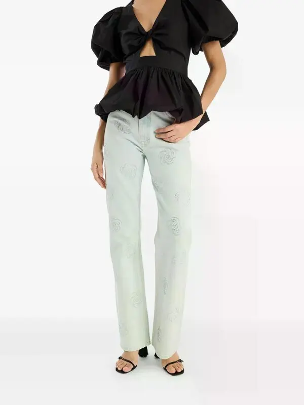 ROTATE BY BIRGER CHRISTENSEN Straight Leg Embellished Jeans
