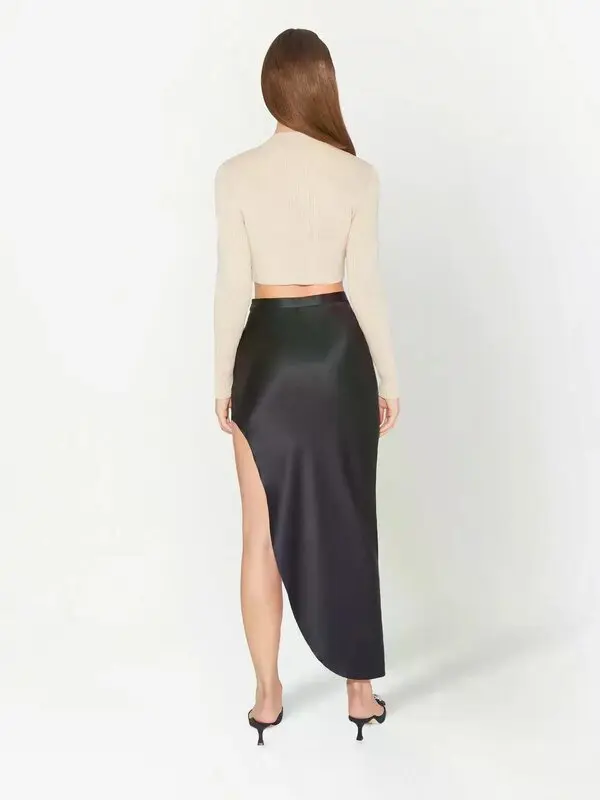 FLEUR DU MAL Stretch-silk Thigh-high Slit Skirt