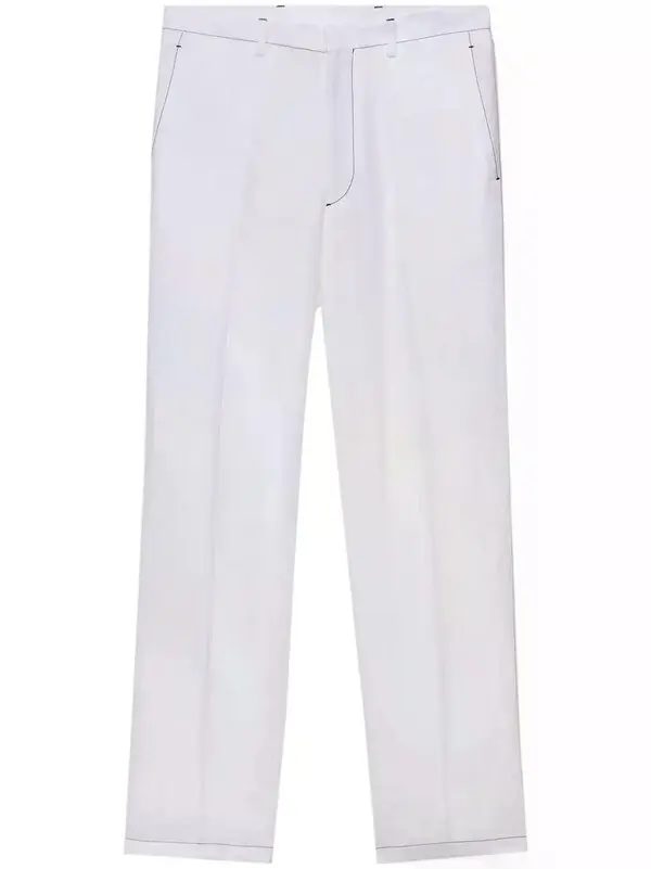 Prada Linen Wide-leg Trousers - White