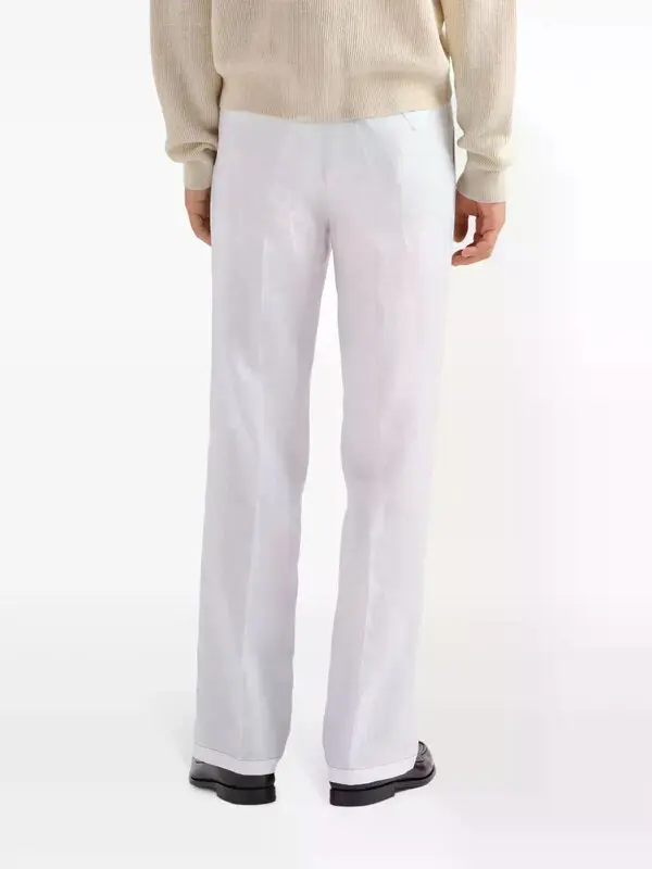 Prada Linen Wide-leg Trousers - White