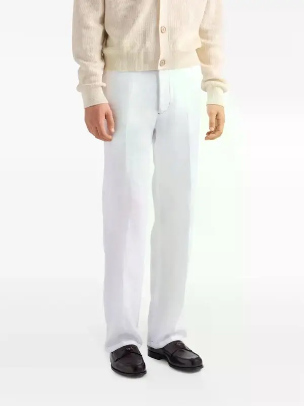 Prada Linen Wide-leg Trousers - White