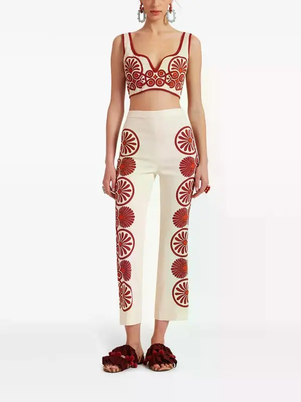 La DoubleJ Medallion-print Cropped Trousers