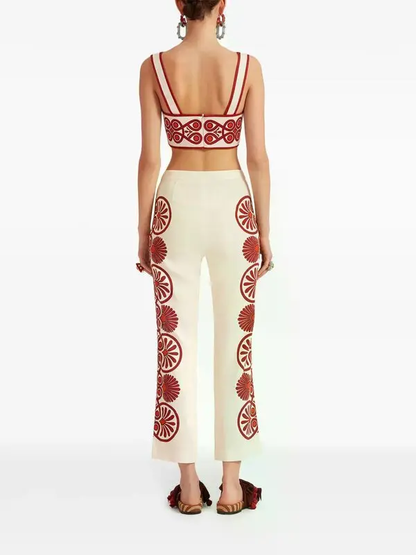 La DoubleJ Medallion-print Cropped Trousers