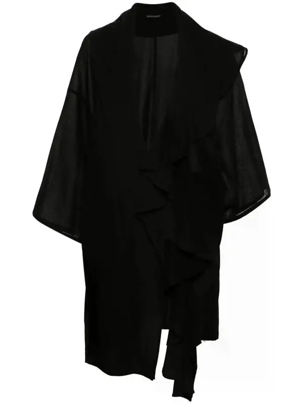 Yohji Yamamoto Textured Draped Midi Coat