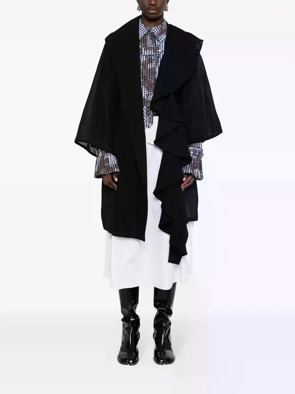 Yohji Yamamoto Textured Draped Midi Coat