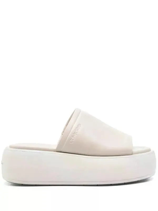 Calvin Klein Leather Flatform Sandals