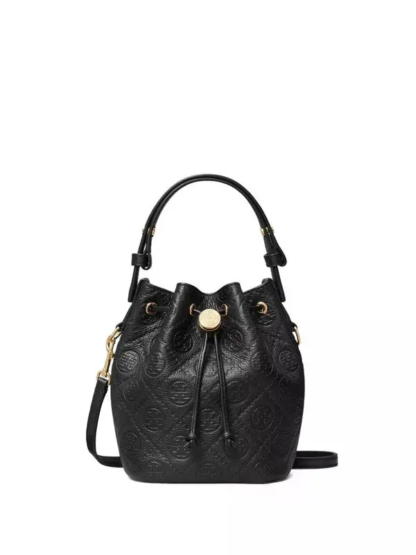 Tory Burch T-monogram Quilted Leather Bucket Bag - Black