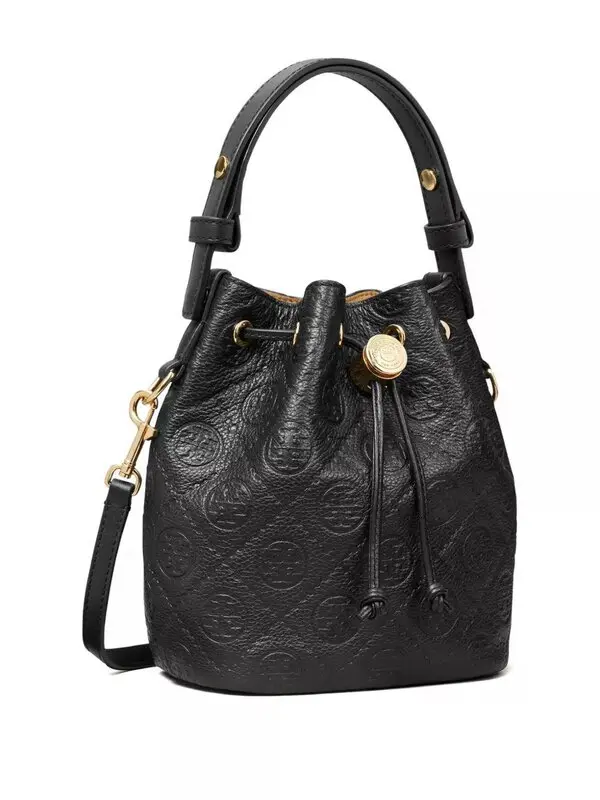 Tory Burch T-monogram Quilted Leather Bucket Bag - Black