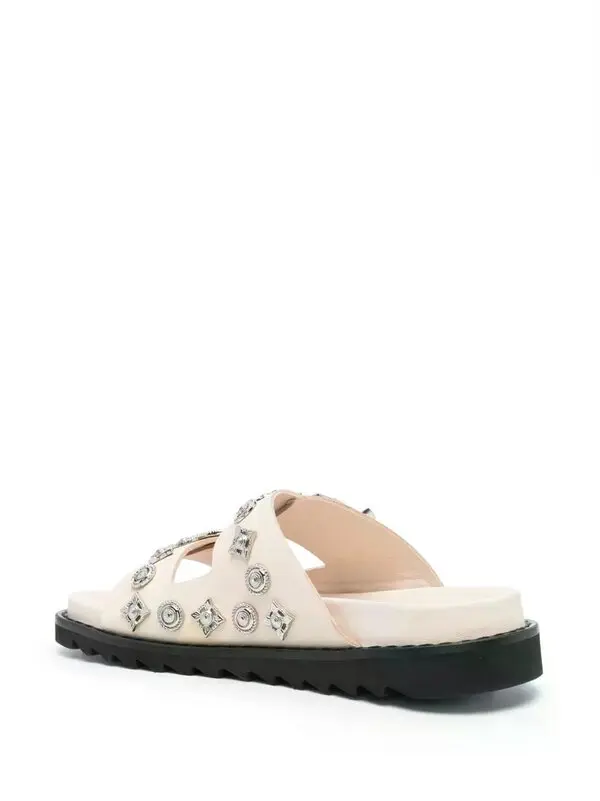 Toga Stud-embellished Leather Slides - Neutrals