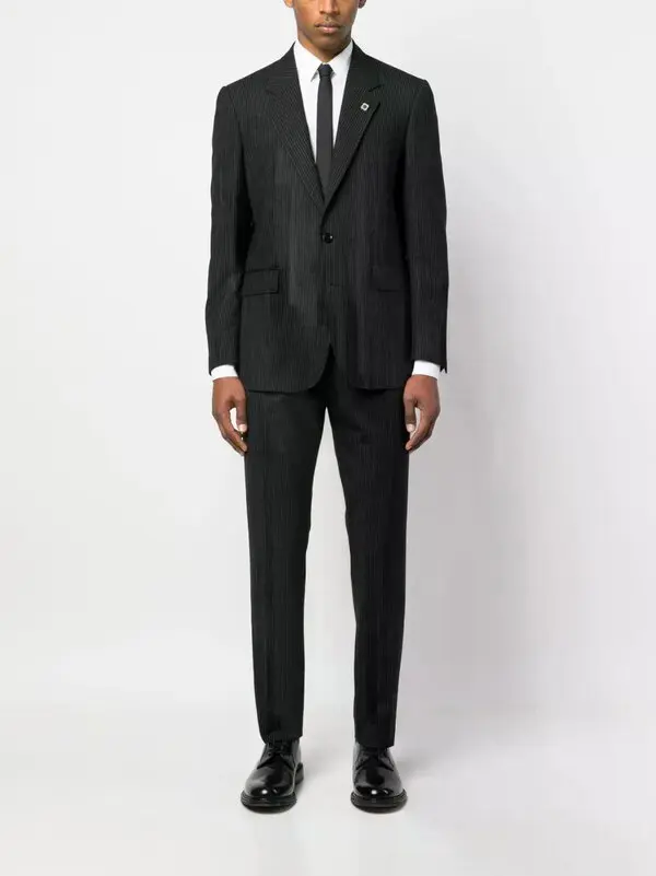 LARDINI Striped Single-breasted Suit - Black