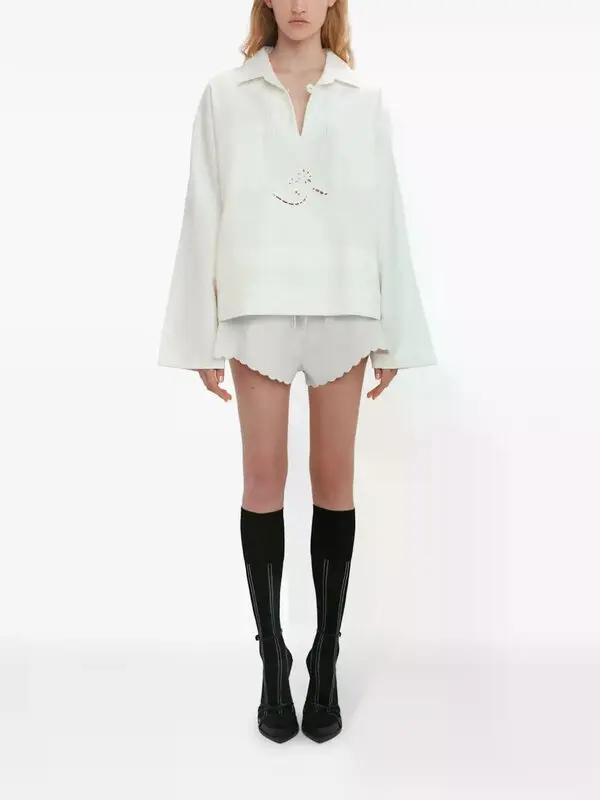 Victoria Beckham Embroidered Drawstring-waist Shorts