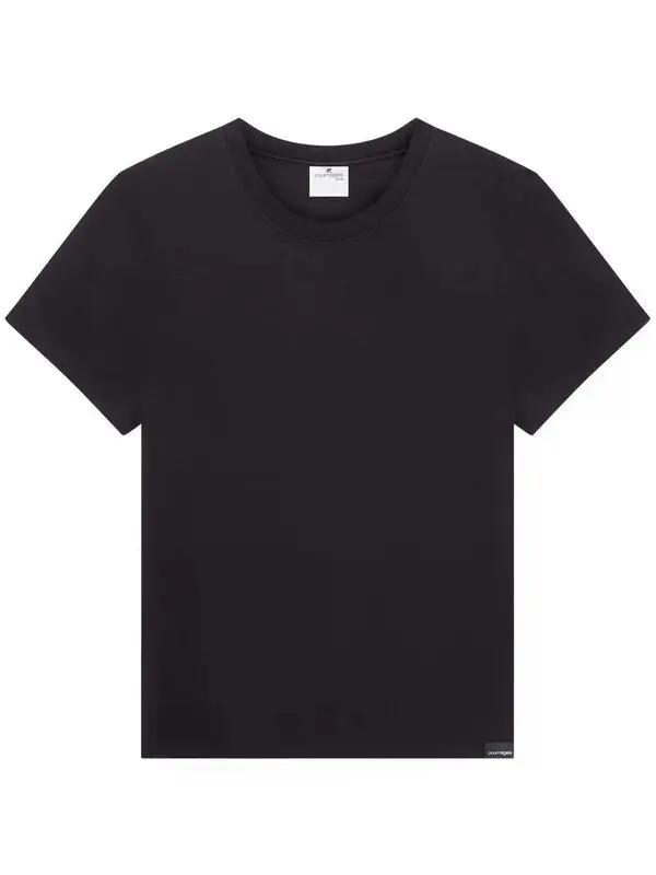 COURREGES Logo-embroidered Cotton T-shirt - Black