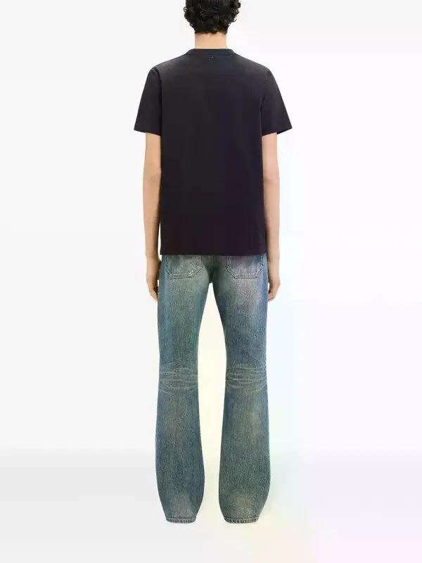 COURREGES Logo-embroidered Cotton T-shirt - Black