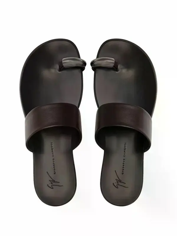 GIUSEPPE ZANOTTI Norbert Leather Toe-loop Sandals - Brown