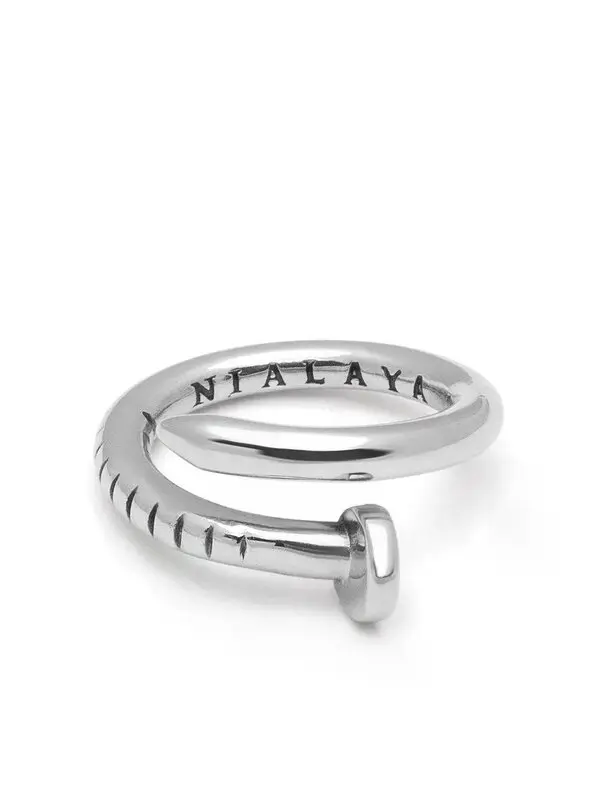 NIALAYA JEWELRY Dorje Engraved Nail Ring - Silver