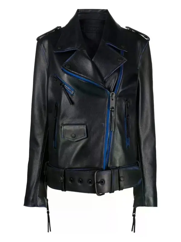 Off-White Contrast-trim Leather Jacket