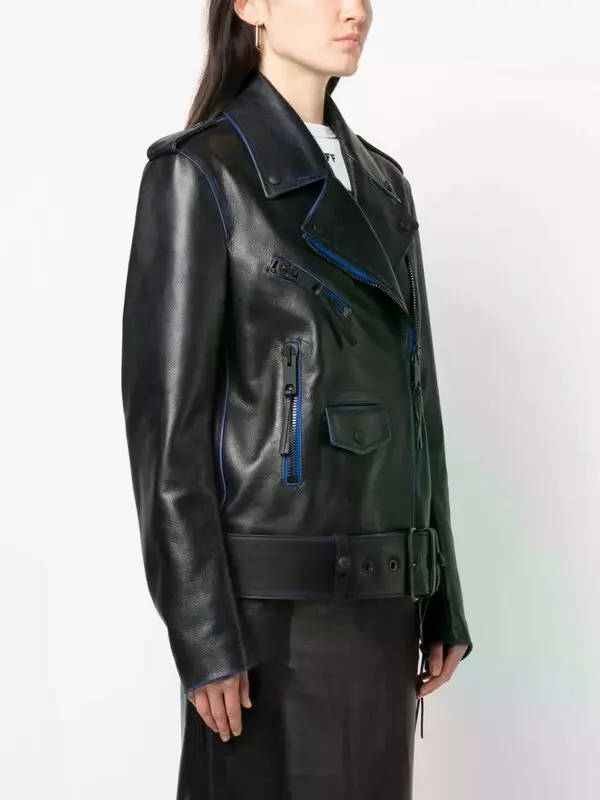 Off-White Contrast-trim Leather Jacket