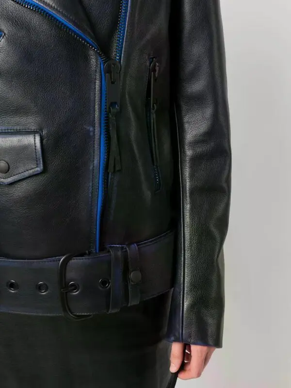Off-White Contrast-trim Leather Jacket