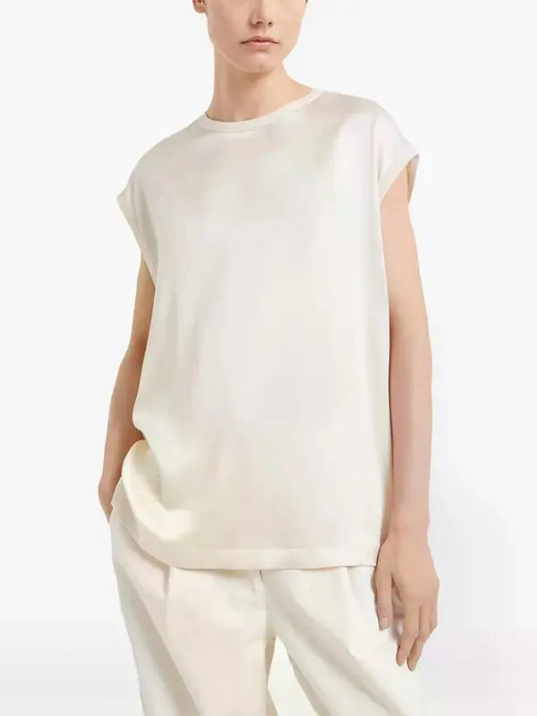 Brunello Cucinelli Monili-embellished Satin Top