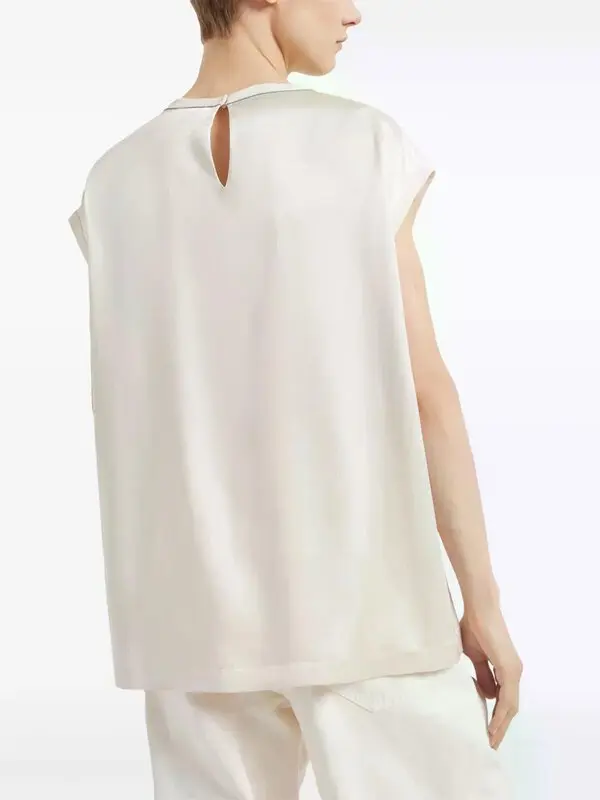 Brunello Cucinelli Monili-embellished Satin Top