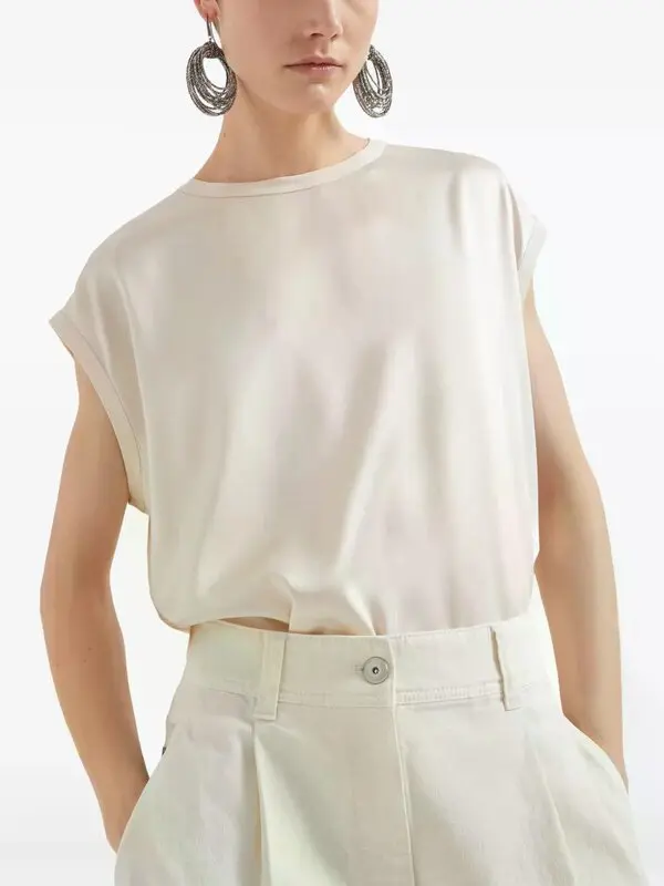 Brunello Cucinelli Monili-embellished Satin Top