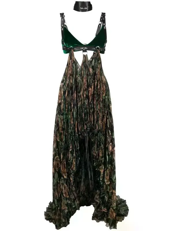 Roberto Cavalli Patterned Pleated Maxi Dress