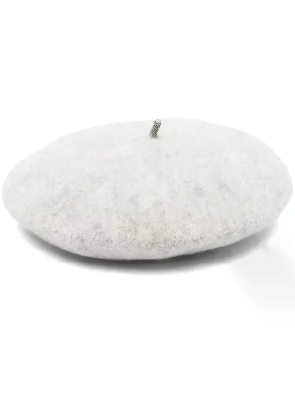 Brunello Cucinelli Bead-embellished Beret - Grey