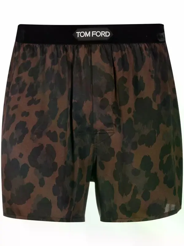 TOM FORD Leopard-print Boxers - Brown