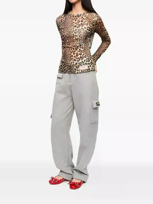 GANNI Leopard Print Long Sleeve T-shirt - Brown