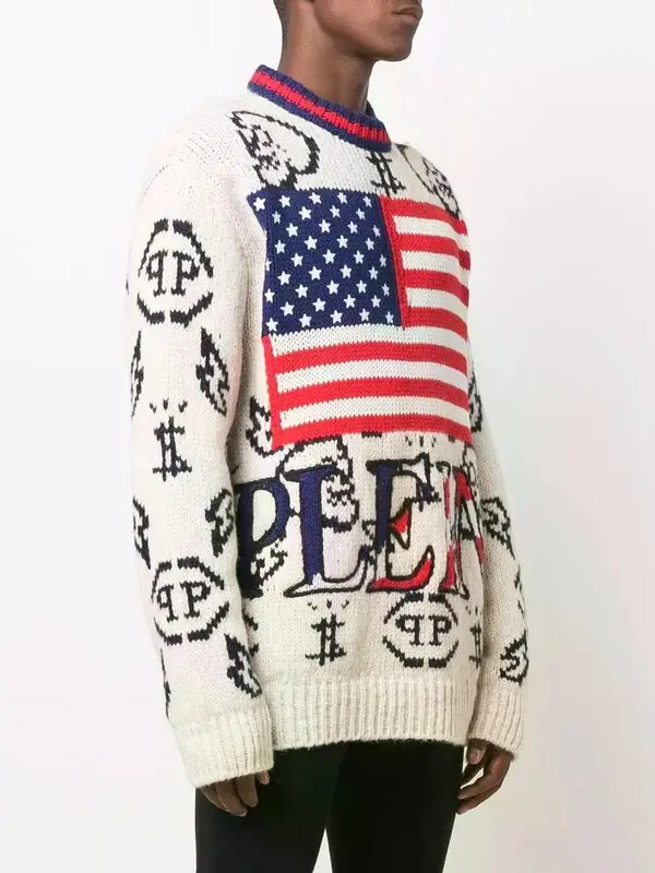 Philipp Plein Usa Flag-print Crew Neck Jumper