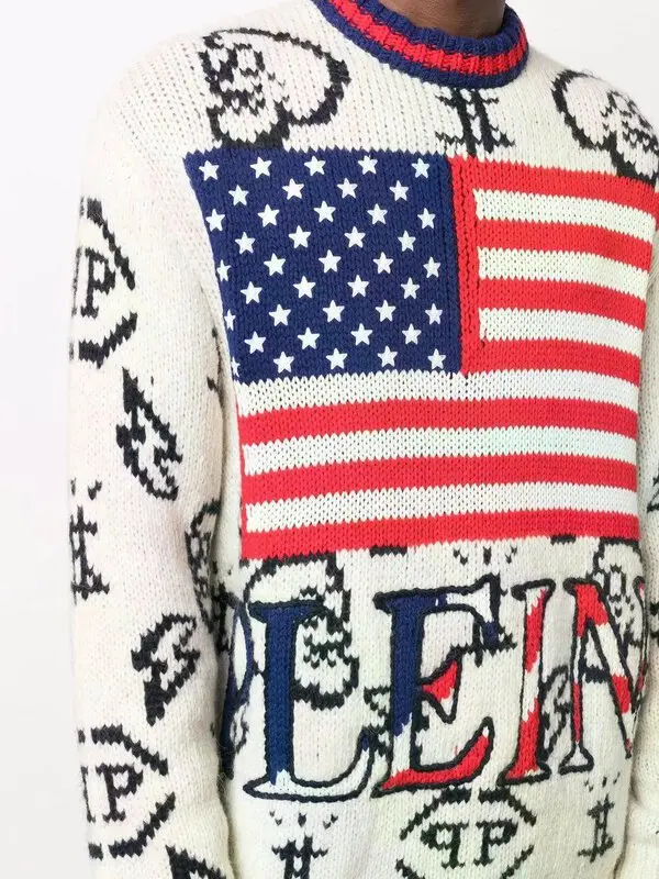 Philipp Plein Usa Flag-print Crew Neck Jumper