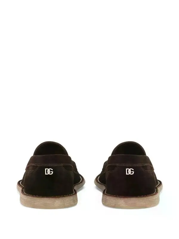Dolce & Gabbana Dg-plaque Suede Loafers