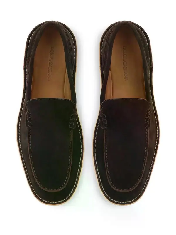 Dolce & Gabbana Dg-plaque Suede Loafers
