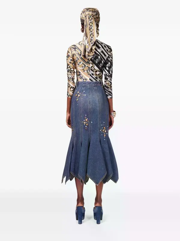 AREA Stud-detail Midi Skirt - Blue