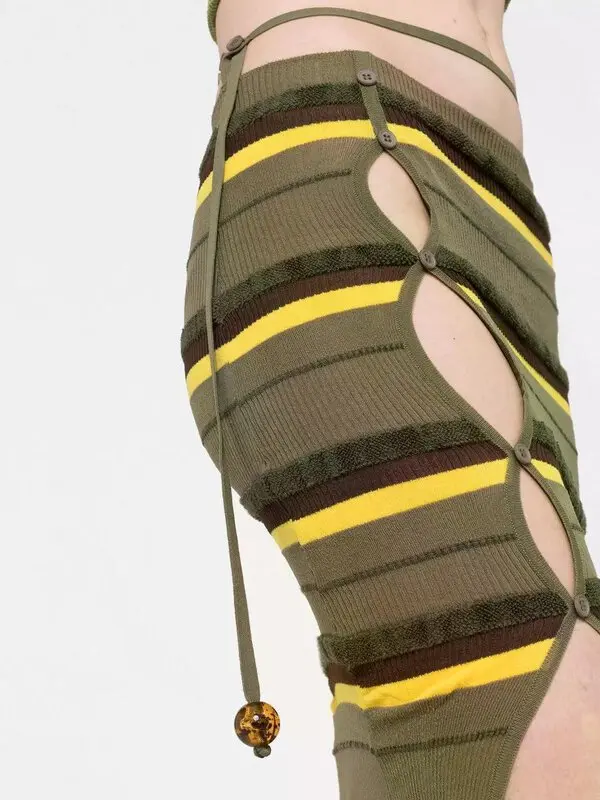 Jacquemus Ribbed-knit Striped Midi Skirt - Green