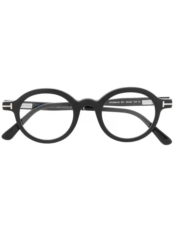 TOM FORD Polished Round Frame Glasses - Black