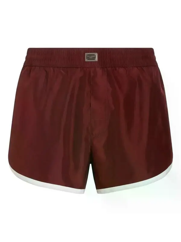 Dolce & Gabbana Logo-plaque Swim Shorts - Red