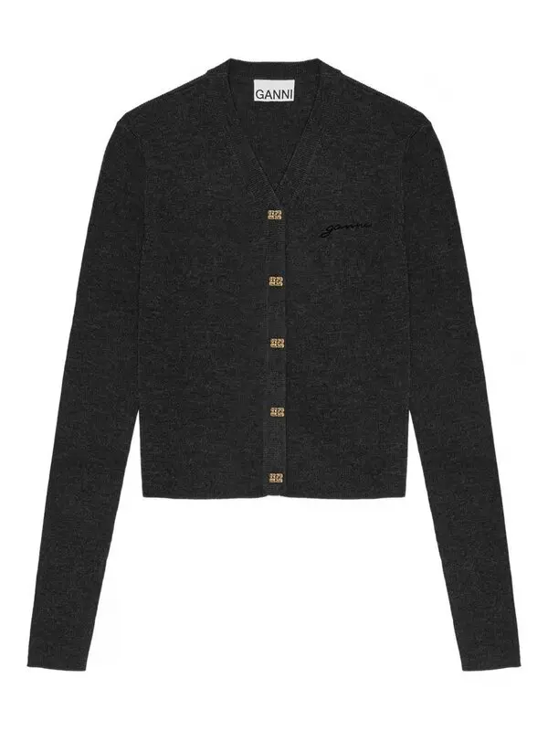 GANNI Logo-embroidered Cardigan