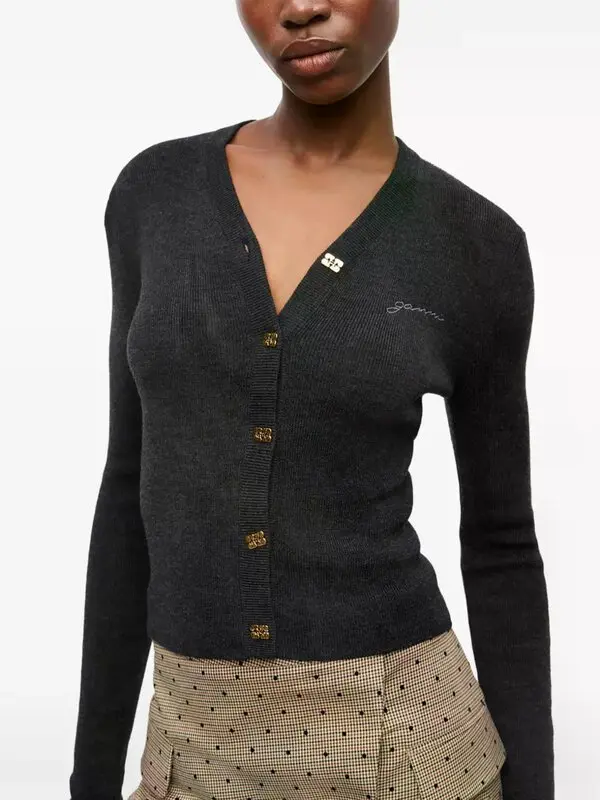 GANNI Logo-embroidered Cardigan