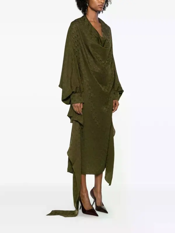 FERRAGAMO Ruffled Silk Asymmetric Dress