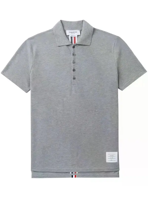 Thom Browne Rwb-stripe Polo Shirt - Grey