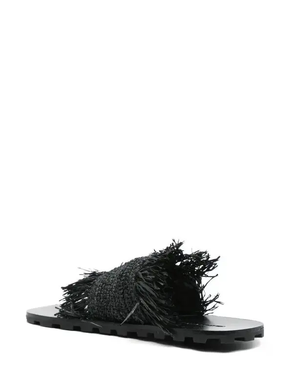 JIL SANDER Raffia Sandals - Black