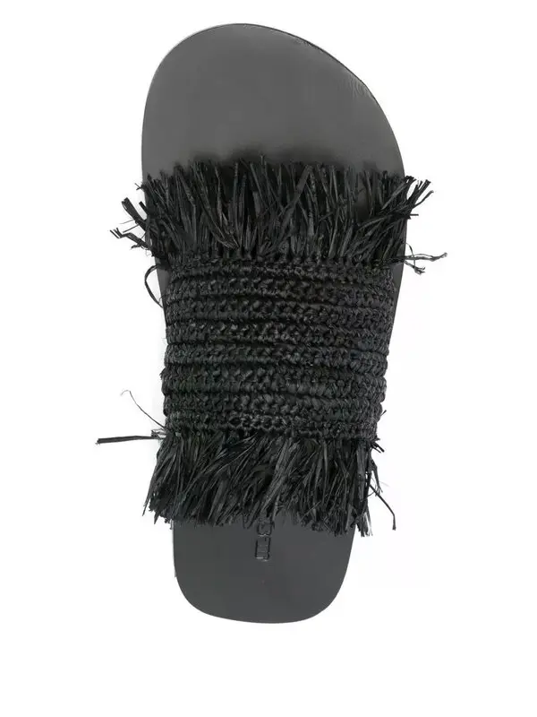 JIL SANDER Raffia Sandals - Black