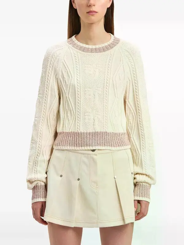 Palm Angels Curved-logo Cable-knit Sweater